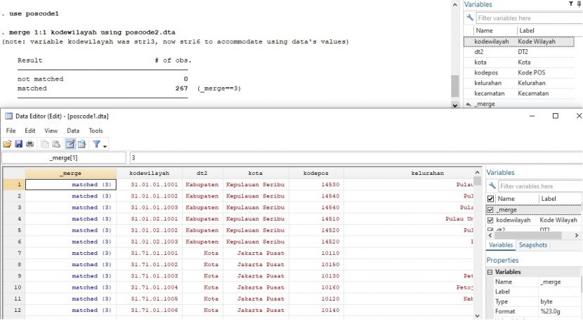 Menggabungkan dataset Stata : Merge – Cahaya Semesta Curahanhati